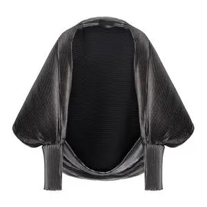 SILVIA SERBAN Pleated Voile Scarf-shawl - Silver