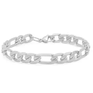 STEELTIME Stainless Steel Figaro Chain Bracelet - Silver