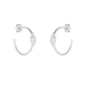 SPERO LONDON Drop Solitaire Hoop Earrings - Silver