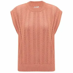PERALUNA O-neck Openwork Knit Blouse