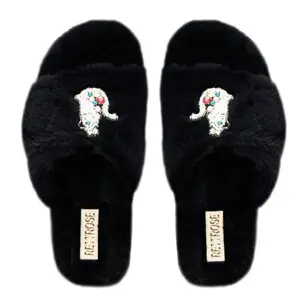 RETTROSE Alexandra Diamanté Embellished Slipper - Black