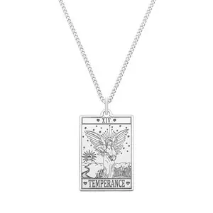 CARTERGORE Sterling Silver 'Temperance' Tarot Card Necklace Silver