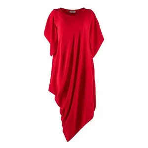 MONESSA JOAN Draped Midi Dress With Detachable Sleeves
