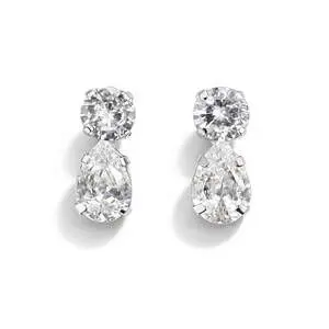 MAISON DE GALA Crystal Drop Earrings - Silver