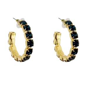 LAURA GRAY Dark Crystal Hoop Earrings - Blue