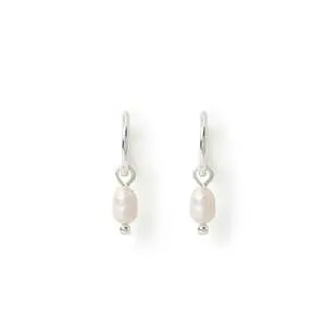 ARMS OF EVE Cordelia Pearl Huggie Earrings - Silver