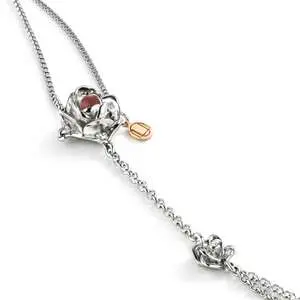 UNALOE Sterling Silver Rose Hand Chain With Ruby - Silver/red