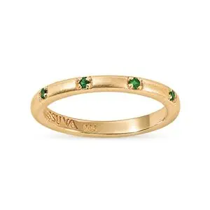 ASSUWA Cleopatra Natural Tsavorite Gold Plated Sterling Silver Ring - Gold/green