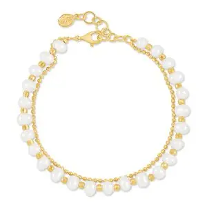 DOWER & HALL White Freshwater Pearl Bracelet In Vermeil - Gold