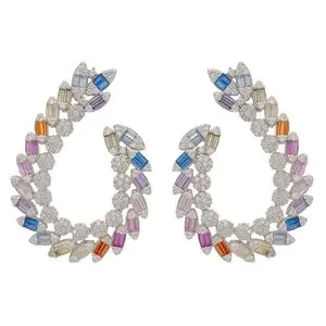 LATELITA Harlequin Rainbow Hoop Earrings - Silver