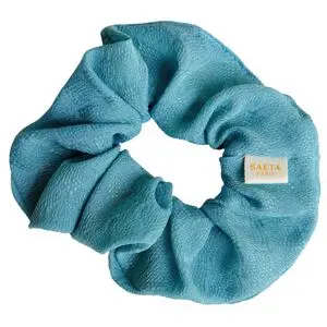 SAETA PARIS Silk Scrunchie - Green/blue