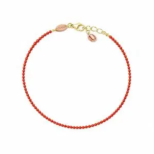 UNALOE Gold Plated Sterling Silver Red Coral Beaded Bracelet - Gold/red