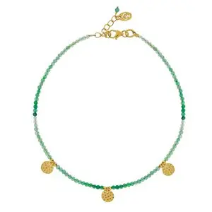 CHARLOTTE'S WEB JEWELLERY Be In Nature Gold Vermeil Beaded Anklet With Onyx - Green