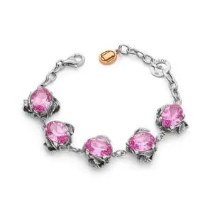 UNALOE Coleus Ovalis Sterling Silver Bracelet With Cubic Zirconia - Pink/silver