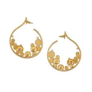 DHWANI BANSAL Aero Hoop Earrings With Freshwater Pearls - Gold
