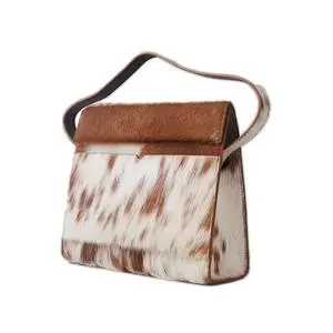 GODI. Godi Handmade Adjustable Mini Shoulder Bag With Cow Hair - Brown/white