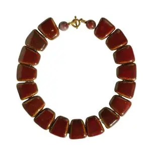 EDGAR NAVARRO JEWELRY Edgar Navarro Ceramic Statement Necklace With Jasper Stones And Gold-Plated Details Brown/red