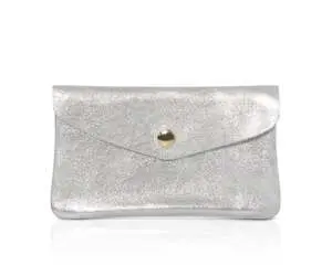 BETSY & FLOSS Medium Popper Leather Purse - Silver