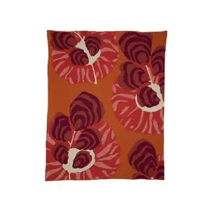 In2green Cotton Sustainable Knit Floral Throw Blanket Floréal E.a. Seguy - Orange
