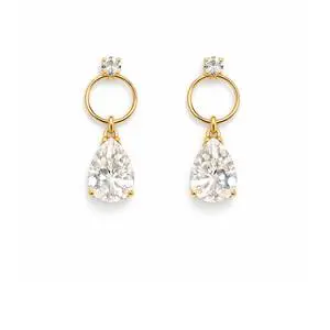 MAISON DE GALA Golden Circle Pear-cut Crystal Drop Earrings - Silver