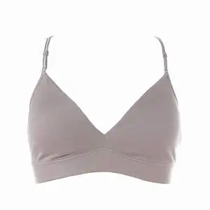 AROMATIQUE Wireless Cotton Bralette With Leavers Lace, Ash Gray - Grey