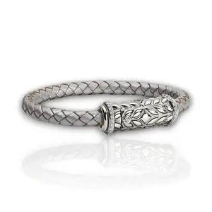 DANEILA LÉON Sterling And Leather Diamond Clasp Bracelet - Silver