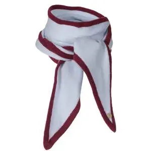 TIRILLM Ayla Small Neck Scarf In Soft Pure Cashmere, Aqua With Burgundy Trimming - Blue