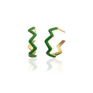 MILOU JEWELRY Zig Zag Hoop Earrings - Green
