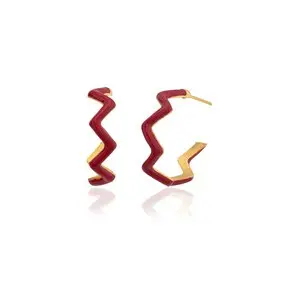 MILOU JEWELRY Zig Zag Hoop Earrings - Red