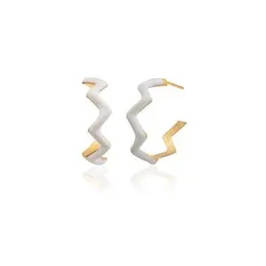 MILOU JEWELRY Zig Zag Hoop Earrings - White