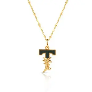 KASUN LONDON Plated T Initial Pendant Necklace - Gold
