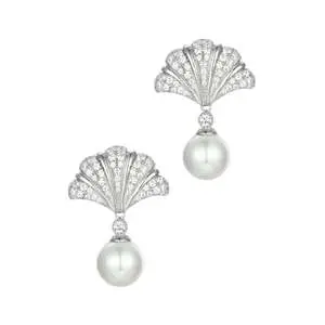 SANTINNI Sovereign Rhodium-plated Earrings With Pearl And Zirconia - Silver