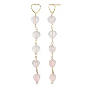HEATHER HAWKINS Linear Heart Drop Earrings - Pink