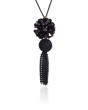 PINAR OZEVLAT Dahlia Tassel Lariat - Black