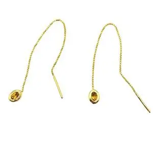 AMY DELSON JEWELRY Gold Vermeil Thelma Orange Citrine Threader Earrings - Gold/yellow