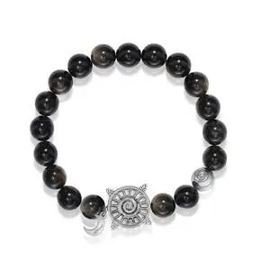 AUROZIA Solar Meridian Beaded Bracelet - Black/silver