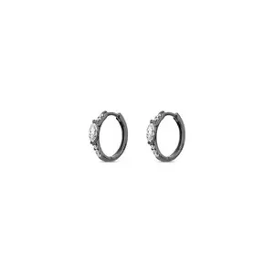 SALLY SKOUFIS Cz Diamond Simulant Huggie Earrings - Black/white