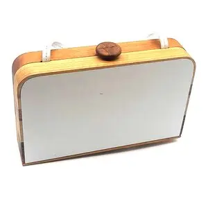 Wood Belt Silver Tone