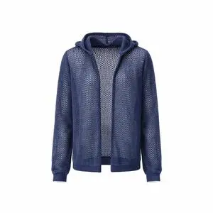 Haris Cotton Open-knit Cardigan With Hood - Blue