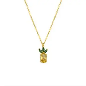 SPERO LONDON Pineapple Sterling Silver Necklace - Gold/green/silver
