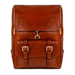TIME RESISTANCE Leather Backpack The Odyssey - Brown