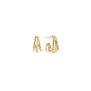 VANCHI Esther Square Hoop Stud Earrings In Sterling - Gold
