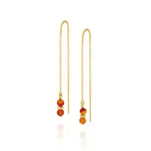 NELLOU JEWELLERY Gold Plated Sterling Silver Carnelian Drop Earrings - Gold/yellow