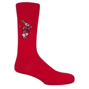 PEPER HAROW - MADE IN ENGLAND Peper Harow Alice's Adventures In Wonderland White Rabbit Socks - Red