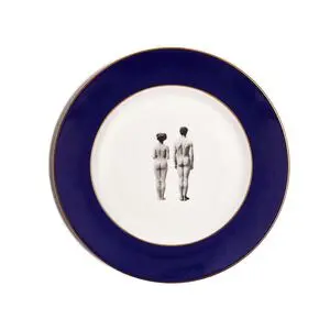MELODY ROSE LONDON White / Blue Cobalt Blue Models Dinner Plate - White/blue