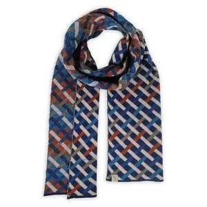 OTTO & SPIKE Blue / Brown / Neutrals Scarves Threaded Indigo Blue, Bronze Brown - Blue/brown