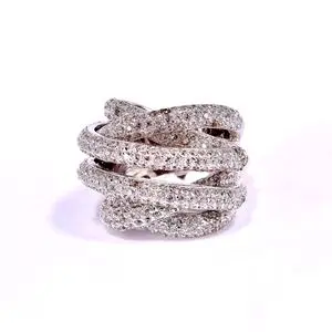 MINERALGEMS ✩ STUDIO Crossed Circle Ring With Cubic Zirconia - Silver