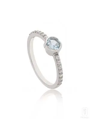 THE JEWELZ White / Blue / Silver Aqua Innes Brilliant Silver Ring - White/blue/silver