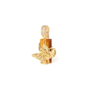 FREQNC ATELIER Twin Butterfly Charm Tiger's Eye Pendant - Brown