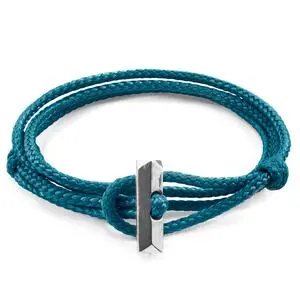 ANCHOR & CREW Ocean Oxford Silver & Rope Bracelet - Blue